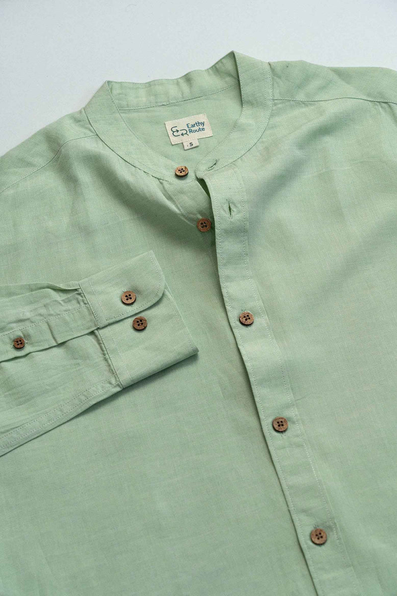 Fresh Green · Mandarin Collar Shirt - Earthy Route